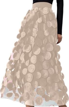 Generic Pliss&eacute;e roulettes Jupe Mini Sexy Elegant Soir&eacute;e Vintage en Tulle Rockabilly Jupe &Eacute;lastique Taille Scintillante Paillettes Jupes Poches Plaqu&eacute;es Confor