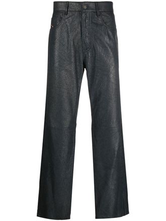 Diesel pantalon droit en peau dagneau - Gris