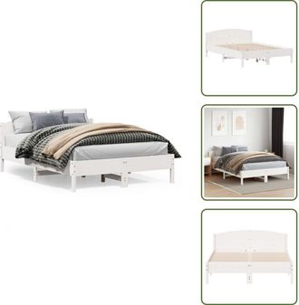vidaXL The Living Store - Massivholzbett ohne Matratze Wei&szlig; 120x200 cm Kiefernholz - Holzbett - Kiefernholzbett - Doppelbett - Wei&szlig;es Bett - Boxspringbetten