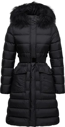 Moncler Doudoune longue à capuche bordée de shearling Khloesse