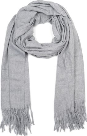 styleBREAKER Unisex Schal mit Fransen | weiches Viskose Tuch in Uni Farbe | langer Winterschal für Damen und Herren | Große Farbvielfalt, Farbe:Hellgrau meliert