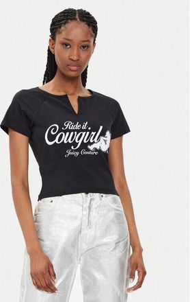 Juicy Couture T-Shirt Ride A Cowgirl JCWCT23333 Schwarz Slim Fit