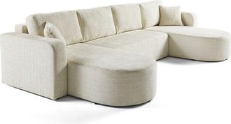 Best Mobilier Bestmobilier - Miro - canapé panoramique en u 7 places - convertible avec coffre - en velours texturé