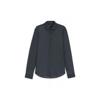 HUGO BOSS Regular-Fit Hemd aus strukturiertem Stretch-Jersey - - Shirts - Herren - Blau - M