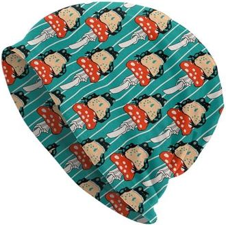 Generic Bonnet en Tricot Champignons Mignons Coupe-Vent Beanie Tricoté Amples Casquette Docker pour Sports Course Hiver