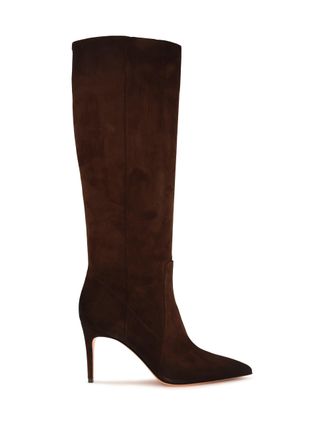 Santoni Womens Boots Pointed High Brown Calf Leather