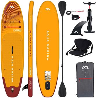 Aqua Marina Aufblasbar Sup Board Stand up Paddle AQUAMARINA Fusion Komplette Packung 330x81x15cm mit Kayak Sitz und Doppelpaddel