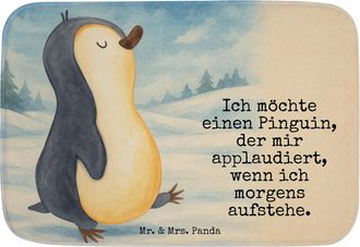 Mr. & Mrs. Panda Badezimmerteppich Pinguin marschieren Design - Geschenk, Familie, Pinguine, Unausgeschlafen, duschmatten, Aufstehen, Badezimmer Matte, duschmatte, Bad