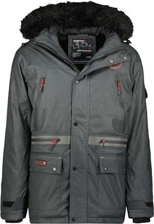 Geographical Norway Cayran Men Parka Longue Chaude Homme Automne Hiver - Manteau Impermeable Deperlant - Veste Capuche Fourrure Outdoor - Blouson Coupe Vent - Hommes (Noi