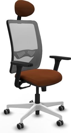 Piqueras y Crespo B&uuml;rostuhl Zulema mit 3D-Armlehnen und festem Kopfteil, ausgestattet mit Sincro 3 Positionen und Schneideschaum, mit Rollen von 65 mm, Parkett, Grau/Br