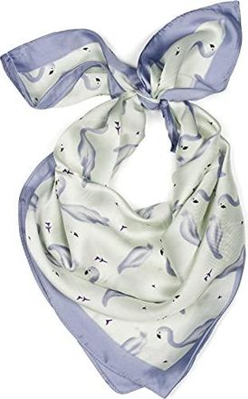 styleBREAKER Petit foulard triangulaire en soie avec imprimé à flamants roses et bord de couleur différente, voile, fichu, femmes 01016164, couleur:Mint-Blau