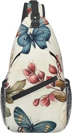 Generic Sac &agrave; bandouli&egrave;re vintage avec papillon et fleur - Sac &agrave; dos de voyage pour homme - Sac &agrave; dos de randonn&eacute;e