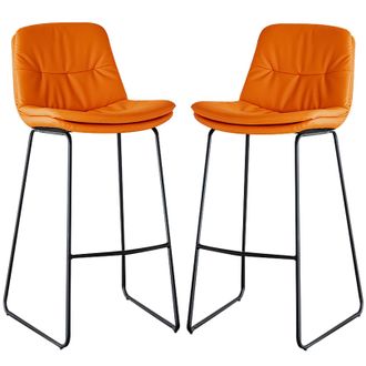 Generic Lederbezogene Barhocker, gepolsterte Tresenhocker mit R&uuml;cken- und Fu&szlig;st&uuml;tze, hohe Barhocker f&uuml;r K&uuml;cheninsel, Caf&eacute;, Kneipe