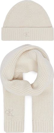 Calvin Klein Jeans Set Schal und M&uuml;tze Calvin Klein Jeans Knitted Scarf Beanie Giftbox LVCKFJP00N Creme