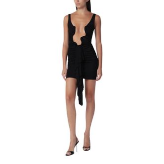 CHRISTOPHER ESBER Salacia Jersey Drape Mini Dress - Femme - Robes - Noir - Taille: 38 FR