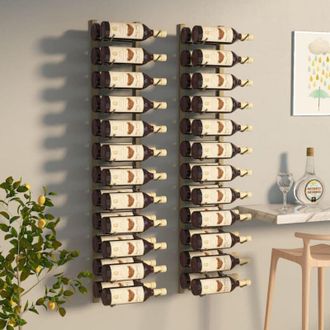 vidaXL Vidaxl - Wand-Weinregal f&uuml;r 24 Flaschen 2 Stk. Golden Eisen