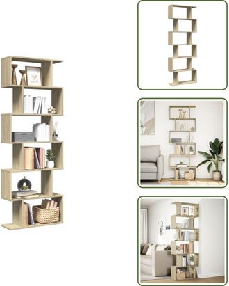 vidaXL The Living Store - vidaXL Raumteiler-B&uuml;cherregal 6 Etagen Sonoma-Eiche 70x24x193 cm