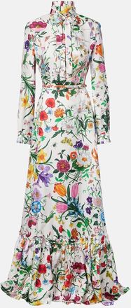 Gucci Robe en serg&eacute; de soie &agrave; fleurs