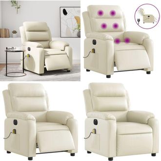 vidaXL Massagesessel Elektrisch Creme Kunstleder - Massage Stuhl - Elektrischer Sessel - Relaxsessel - Fernsehsessel - Bequeme Lounge Chair - Home & Living