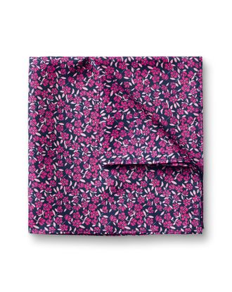 CHARLES TYRWHITT Einstecktuch aus Seide mit Blumenmuster - Marineblau & Rosa