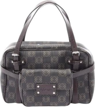 Loewe Pre-owned Anagram Sac &agrave; Main en Toile Enduite - Femme - Pre-owned - Noir - Taille: ONE Size