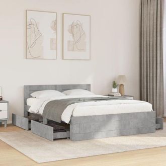 vidaXL Cadre de lit avec t&ecirc;te de lit gris b&eacute;ton 120x190 cm - Vidaxl