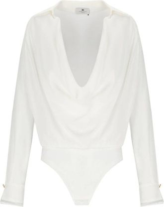 Elisabetta Franchi Femme, Tops, Blanc, Taille: 36 FR Bodysuit en georgette de viscose