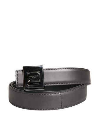 Dolce & Gabbana Men Silver Classic Leather Square Buckle Belt Lamb