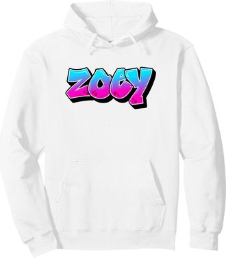 BDAZ Zoey Graffiti Personalisierter Name Blau Rosa Frauen M&auml;dchen Pullover Hoodie