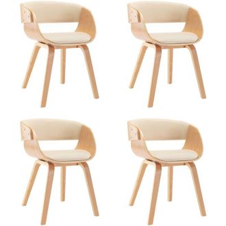 vidaXL Esszimmerst&uuml;hle 4 Stk. Creme Bugholz und Kunstleder vidaXL