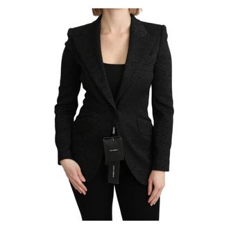 Dolce & Gabbana Elegante Schwarze Brokat Blazer Jacke - - Jackets - Damen - Schwarzk - 2XS