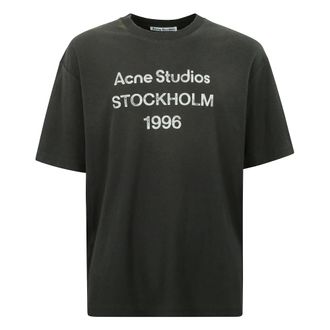 Acne Studios Homme, Tops, Noir, Taille: S/M T-shirt en coton &agrave; manches courtes style urbain