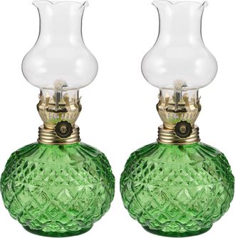 Cabilock 2 St&uuml;ck Pack Vintage &Ouml;llampe aus Klarglas Petroleum Sturmlaterne f&uuml;r Innenbereich Dekorative Tischlaterne mit Warmem Licht Rustikale Atmosph&auml;re f&uuml;r Zu