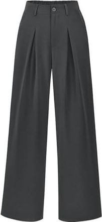 Generic Pantalon de travail taille haute pour femme, tenue d&eacute;contract&eacute;e 2025, pantalon habill&eacute; &agrave; jambes larges, taille &eacute;lastique, ample et pliss&eacute;, palazzo, gr