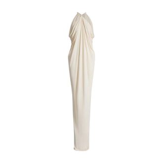 Alberta Ferretti Femme, Robes, Beige, Taille: 38 FR Longue Robe Drap&eacute;e avec Dos Ouvert