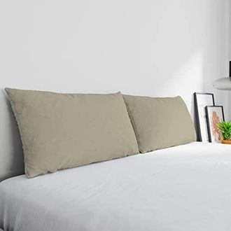 Italian Bed Linen Paar Kissenbez&uuml;ge Max Color 100% Baumwolle, Made in Italy, Gr&ouml;&szlig;e Kissenbezug 50 x 80 cm mit Innenklappe, einfarbig - Taupe