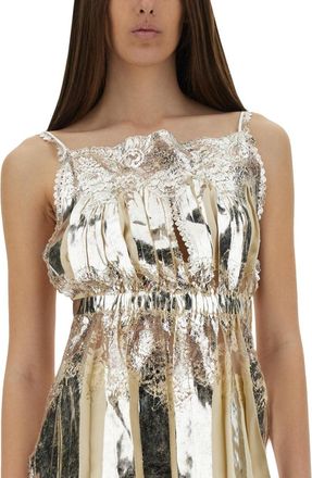 Paco Rabanne Laminated Satin Blouse - Ivory