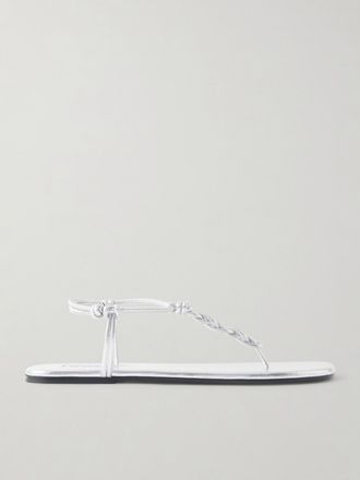 Jil Sander Sandales En Cuir Tress&eacute; M&eacute;tallis&eacute; - Gris