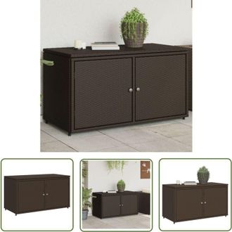 vidaXL Gartenschrank Braun 110x55x60,5 cm Poly Rattan - Outdoor-Schrank - Gartenschrank - Stauraumsschrank - Rattan-Schrank - Wetterfest - The Living Store
