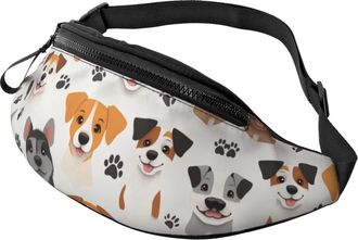 Generic Stylisch Sporttasche Niedliche Welpen-Drucke Waist Fanny Pack Sporttasche Umh&auml;ngetaschen F&uuml;r Outdoor Camping Herren 14X35Cm