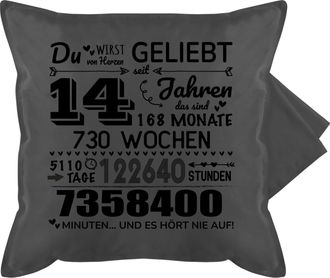 Shirtracer Kissenbezug - Kissen - 14 Jahre - Du wirst von Herzen geliebt | 14. Geburtstag | 14 Jahre Geburtstagsgeschenke | 14ter Geburtstagsgeschenke f&uuml;r Jungen