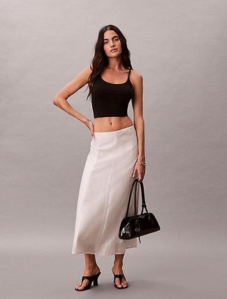Calvin Klein Jupe trap&egrave;ze mi-longue en voile