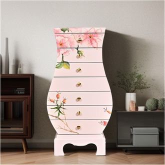 Generic Aufbewahrungsschrank 7 Schubladen Holzkommode für Schrank Moderne Schlafzimmer Büroorg Kommode (Rosa,45,5 * 32 * 89cm)