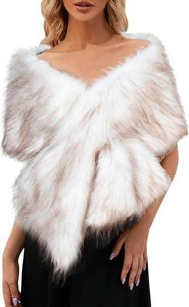 Generic Poncho Femme Hiver Chaud Chale Femme Hiver Chaud Cape Femme Effet enveloppant Ch&acirc;le Mariage Long &Eacute;l&eacute;gant Imitation Soie Accessoire Mari&eacute;e