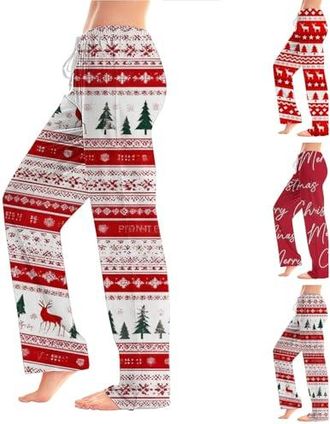 Generic HUIFUAO Pantalon de pyjama de No&euml;l unisexe pour homme et femme - Motif flocon de neige amusant - Motif sapin de No&euml;l - Pantalon de pyjama assorti - Gr