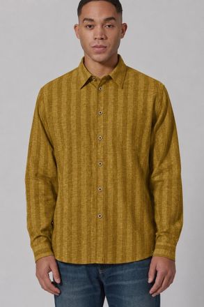 Hempage Hempage Herren vegan Hemd Striped Casual Erdnussbraun