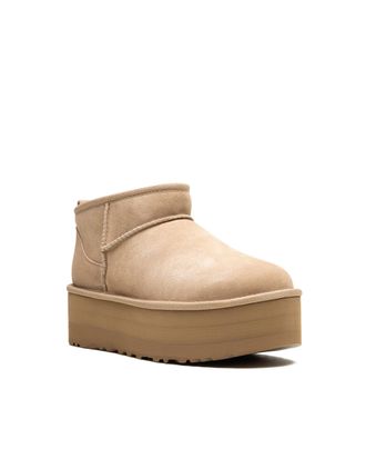 UGG Womens Ankle Boots Classic Ultra Mini Sand Leather