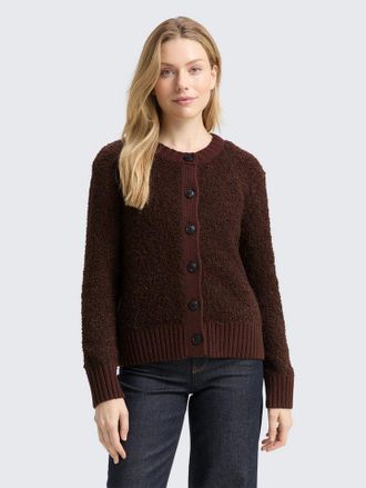 Tom Tailor Cardigan Pullover & Strickjacken Boucl&eacute; Cardigan mit Wollanteil