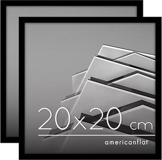 Americanflat Bilderrahmen 20x20 cm aus Kunststoff (2er Pack) - Bilderrahmen quadratisch 20x20 cm mit bruchsicherer Scheibe - inklusive St&auml;nder und integrierter Auf