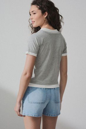 Next T-Shirt Kurzarm-T-Shirt mit Rundausschnitt in Lagenoptik (1-tlg)